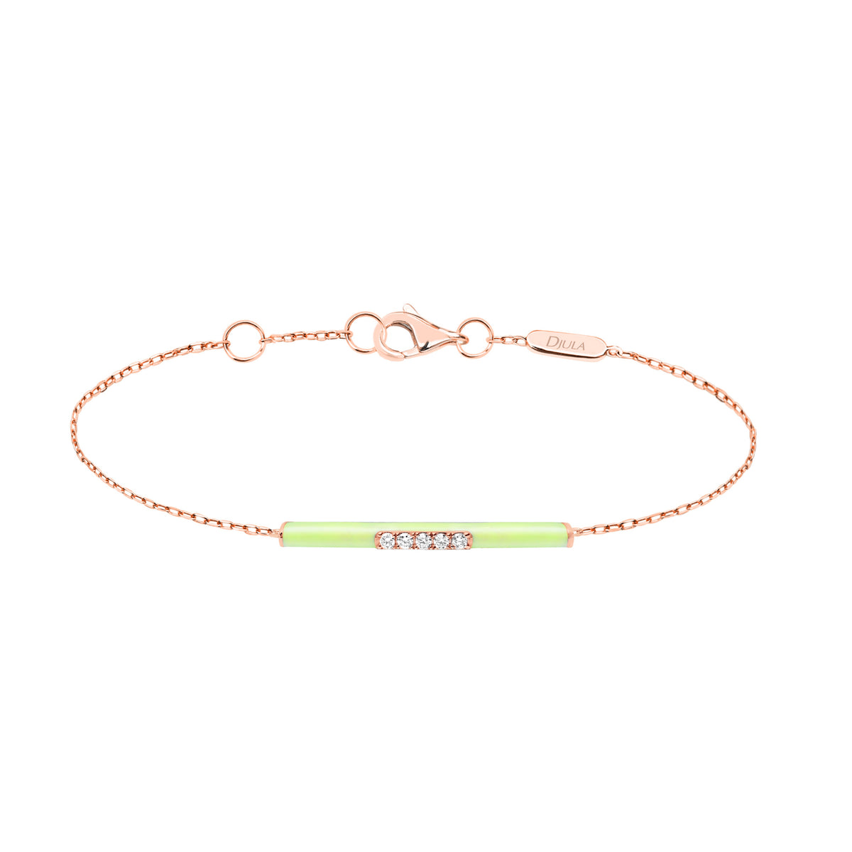 DJULA Neon Yellow Enamel Bar Chain Bracelet Diamond Gold – RION Jewelry