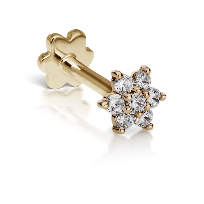 Maria Tash Threaded Flower Diamond w/ Ball Flower Back Gold – RION Jewelry
